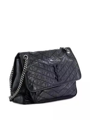 Saint Laurent Niki Chain Flap Bag Matelasse Chevron Leather Large Shoulder Bag