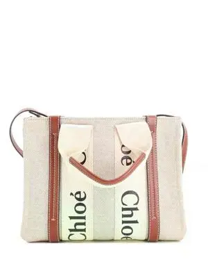 Chloé Woody Convertible Canvas With Leather Small Tote Bag