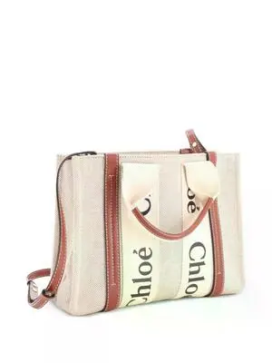 Chloé Woody Convertible Canvas With Leather Small Tote Bag - Brown