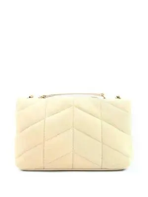 Saint Laurent Loulou Puffer Quilted Canvas Mini Shoulder Bag - Neutrals