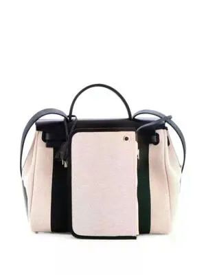 Hermès Herbag Zip Rayures D'equipage Toile And Leather Satchel