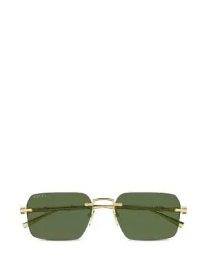 Gucci Rectangle Rimless Sunglasses - Green