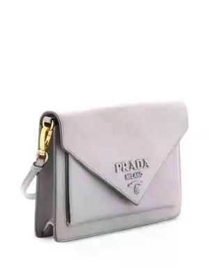 Prada Monochrome Envelope Saffiano With City Calf Mini Crossbody Bag