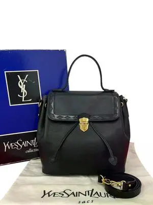 Saint Laurent 20th Century Pebbled Leather Cut Out Satchel