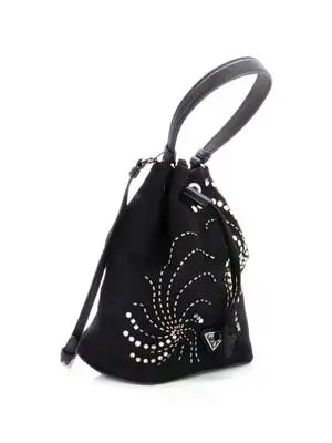 Prada Top Handle Bead Embellished Re-nylon Mini Bucket Bag