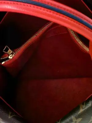 LOUIS VUITTON Double V Handbag Monogram Canvas Satchel - Red