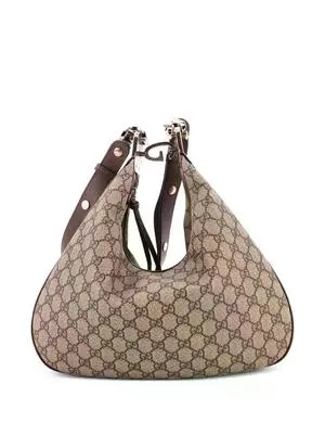 Gucci Attache Shoulder Bag Gg Coated Canvas Medium Hobo Bag - Brown