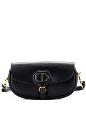 Dior Bobby Flap Bag Leather East West Crossbody Bag - Black