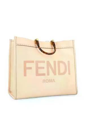 Fendi Sunshine Shopper Leather Large Tote Bag - Neutrals