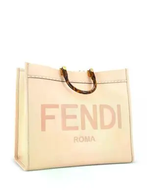 Fendi Sunshine Shopper Leather Large Tote Bag - Neutrals