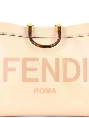Fendi Sunshine Shopper Leather Large Tote Bag - Neutrals