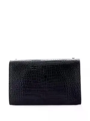 Saint Laurent Classic Monogram Tassel Crocodile Embossed Leather Medium Crossbody Bag