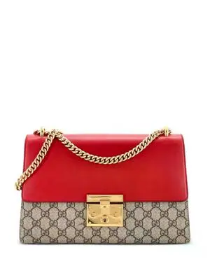 Gucci Padlock Gg Coated Canvas And Leather Shoulder Bag - Red