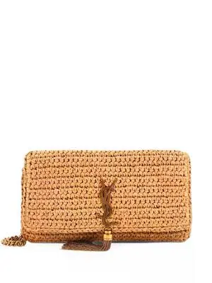 Saint Laurent Kate 99 Tassel Flap Bag Woven Raffia Medium Shoulder Bag