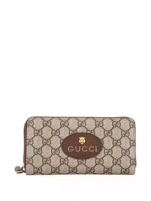 Gucci Neo Vintage Zip Around Wallet Gg Coated Canvas Small Wallets - Brown
