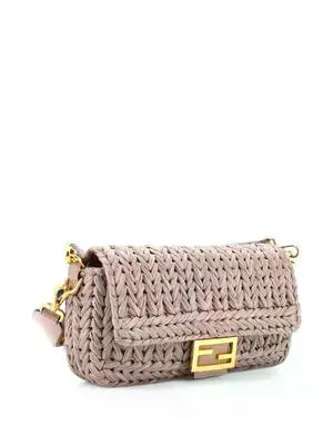 Fendi Baguette Nm Woven Raffia Shoulder Bag