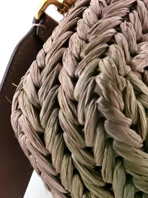 Fendi Baguette Nm Woven Raffia Shoulder Bag - Grey