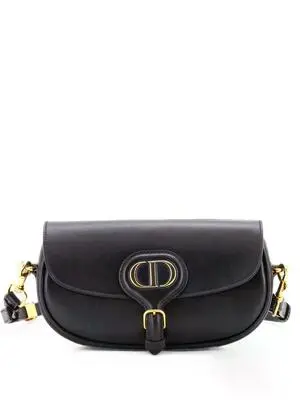 Dior Bobby Flap Bag Leather East West Crossbody Bag - Black