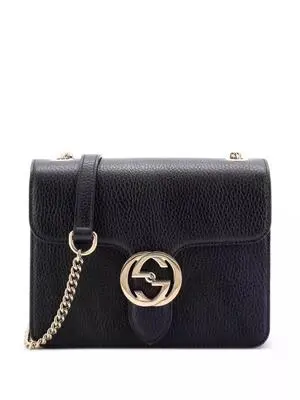 Gucci Interlocking Leather Shoulder Bag - Black