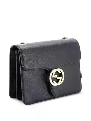 Gucci Interlocking Leather Shoulder Bag - Black