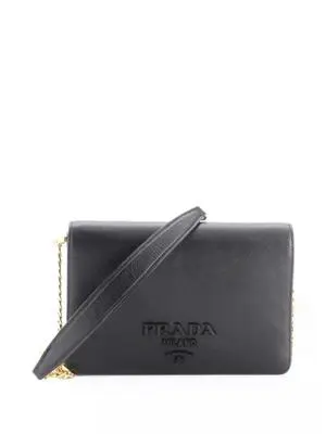 Prada Monochrome Wallet On Chain Saffiano Leather Mini Crossbody Bag