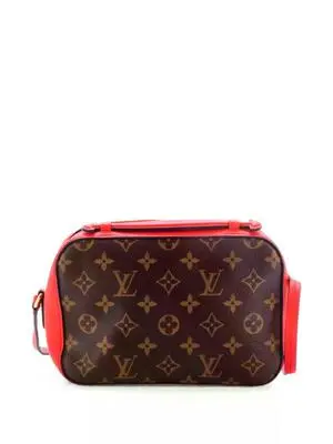 LOUIS VUITTON Saintonge Handbag Monogram Canvas With Leather Crossbody Bag - Red