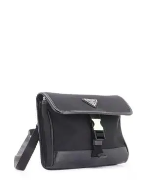 Prada Buckle Flap Re-nylon And Leather Small Crossbody Bag
