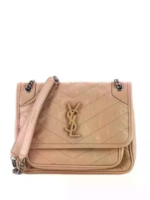 Saint Laurent Niki Chain Flap Bag Matelasse Chevron Leather Baby Shoulder Bag - Neutrals