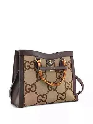 Gucci Diana Nm Jumbo Gg Canvas Medium Tote Bag With Bamboo Handle