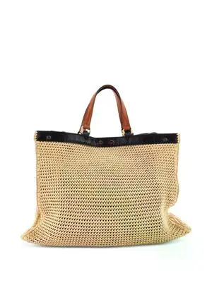 Fendi Peekaboo X-raffia Medium Tote Bag - Neutrals