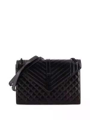 Saint Laurent Classic Monogram Envelope Satchel Mixed Matelasse Leather Large Shoulder Bag