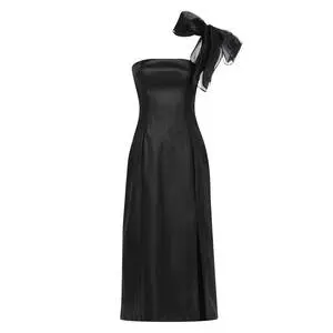 ZETAYE Riva Noir Leather Bow Dress - Black