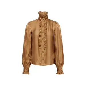ZETAYE Carrington High Neck Blouse - Brown
