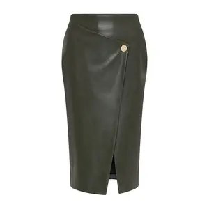 ZETAYE Riva Faux Leather Wrap Skirt - Green