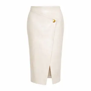 ZETAYE Riva Faux Leather Wrap Skirt - White