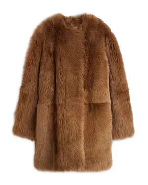 TOTEME Silky Shearling Fur Coat