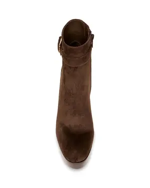 Paige Maris Suede Platform Block Heel Boots - Chocolate
