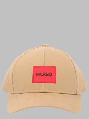 Hugo Cotton Baseball Cap With Front Logo Patch - Beige