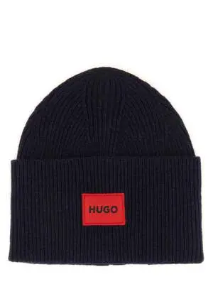 Hugo Logo Beanie Hat - Blue