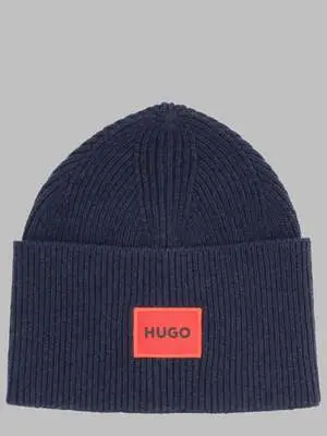 Hugo Logo Beanie Hat - Blue
