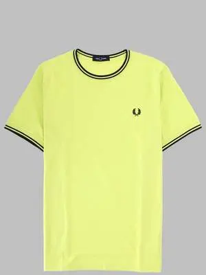Fred Perry Classic T-shirt With Striped Accent - Yellow