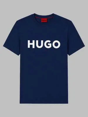 Hugo Logo Print Cotton T-shirt - Blue