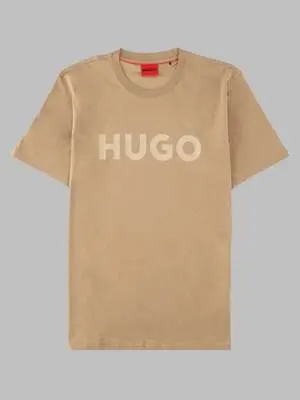 Hugo Logo Graphic Cotton T-shirt - Beige