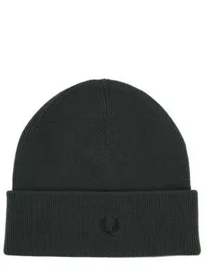 Fred Perry Ribbed Wool Blend Beanie - Green