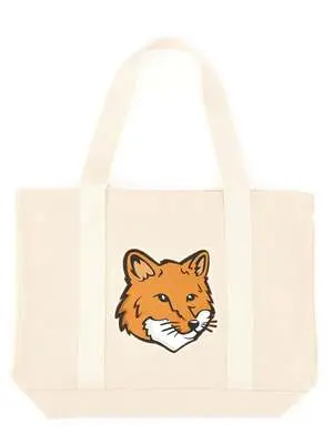 Maison Kitsuné Fox Head Print Tote Bag - Powder