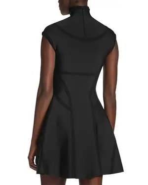 Alexander McQueen Jacquard Line Flared Mini Dress