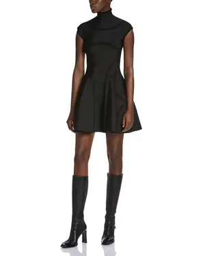 Alexander McQueen Jacquard Line Flared Mini Dress