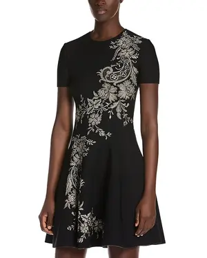 Alexander McQueen Saraband Lace Flared Mini Dress