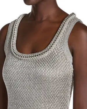 Alexander McQueen Metallic Ring Knit Flared Mini Dress
