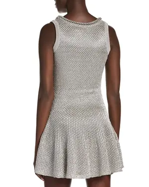 Alexander McQueen Metallic Ring Knit Flared Mini Dress